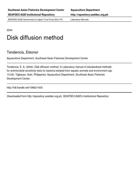 Disk Diffusion Method Pdf Microscopy Biology