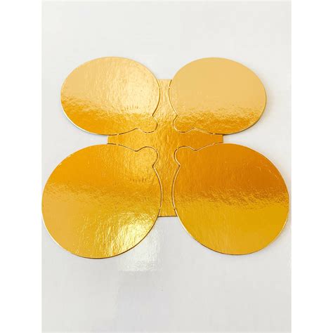 Single Serve Portion Mono Gold Silver Pastry Boards With Tab 3 1 4 Rou