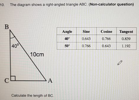 Solved The Diagram Shows A Right Angled Triangle ABC Non Calculator Question Calculate
