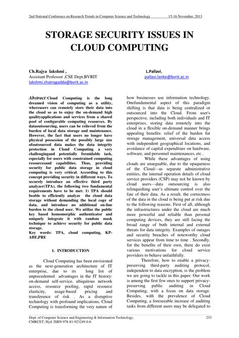 PDF STORAGE SECURITY ISSUES IN CLOUD COMPUTING