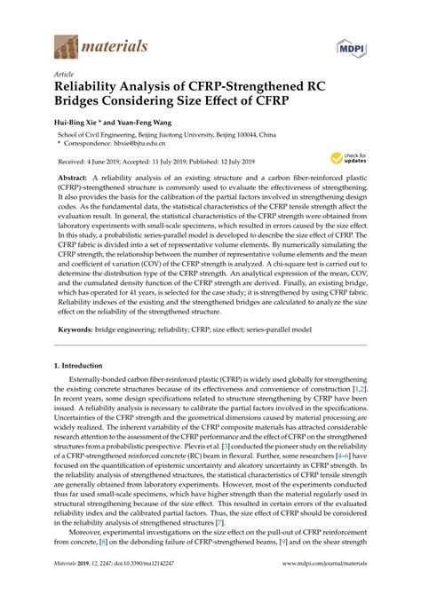 Pdf Reliability Analysis Of Cfrp Strengthened Rc Bridges Considering Size Effect Of Cfrp