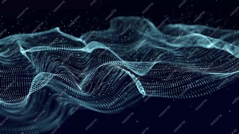 Premium Photo Digital Dynamic Wave Of Particles Abstract Blue Futuristic Background Big Data