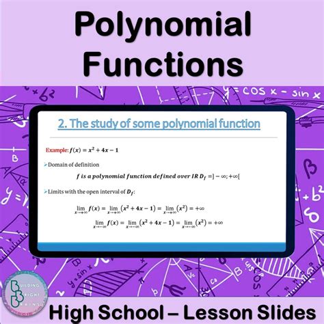 Polynomial Functions High School Math Powerpoint Lesson Slides Made