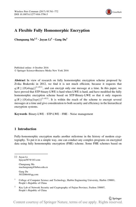 A Flexible Fully Homomorphic Encryption Request PDF