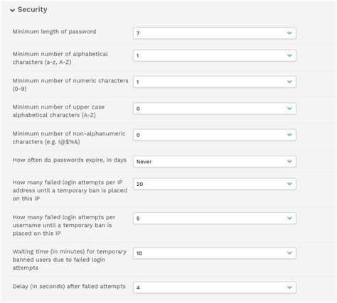 Security Settings ResourceSpace