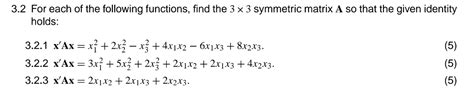solved 3 2 for each of the following functions find the 3×3