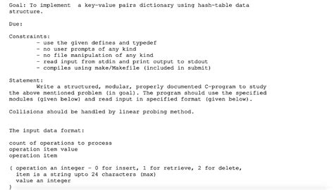 a key value pairs dictionary using hash table data