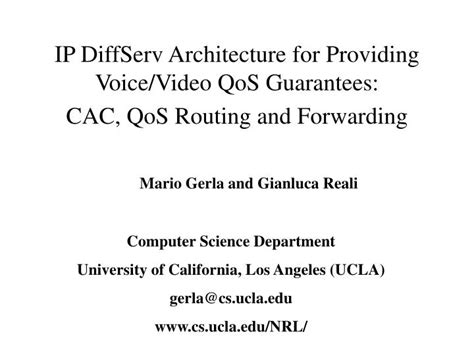 Ppt Ip Diffserv Architecture For Providing Voicevideo Qos Guarantees
