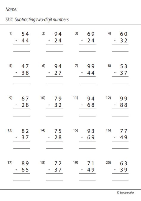 Subtracting Two Digit Numbers Written Strategy Studyladder