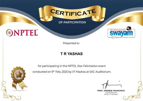 Nptel Iitmadras Nptelstars Continuouslearning Gratitude Yashas Yashas
