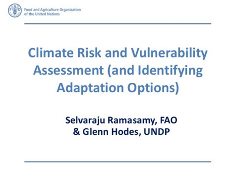Climate Risk And Vulnerability Assessment And Identifying Adaptation Options Undp Climate