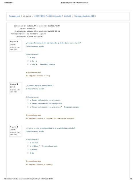 Ejercicio Obligatorio Css 3 Revisión Del Intento Pdf Hipertexto