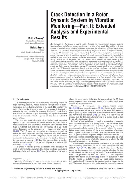 Pdf Crack Detection In A Rotor Dynamic System By Vibration Monitoring Analysis And