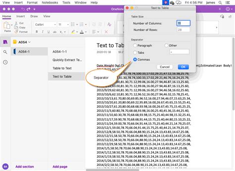 Mac Convert Formatted Text As A Table In OneNote Office OneNote Gem Add Ins
