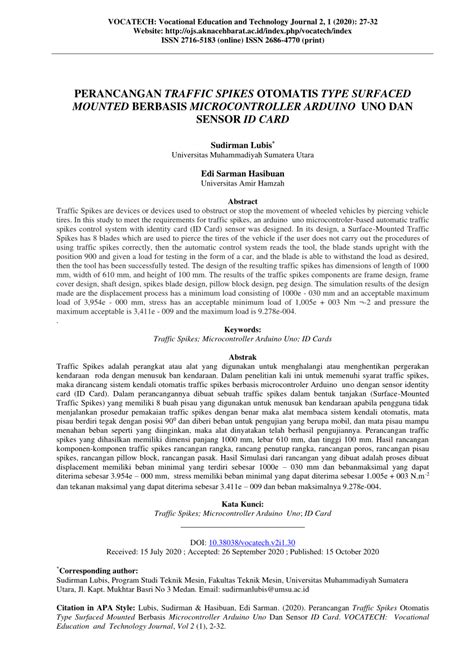 Pdf Perancangan Traffic Spikes Otomatis Type Surfaced Mounted