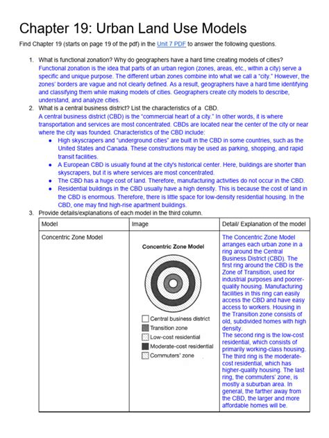 Aphg Chapter 19 Urban Land Use Models Pdf Suburb