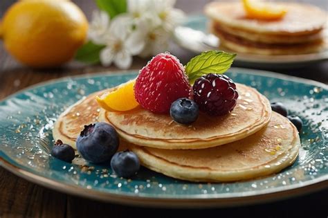 Blini With Glistening Fruit Toppings Premium Ai Generated Image