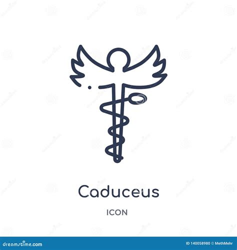 Linear Caduceus Icon From Greece Outline Collection Thin Line Caduceus Icon Isolated On White