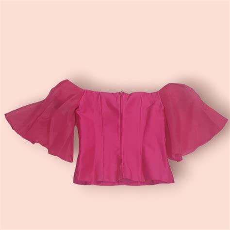 Organza Fusia Top Fuchsia Crop Top Ala Zara Baju Pesta On Carousell