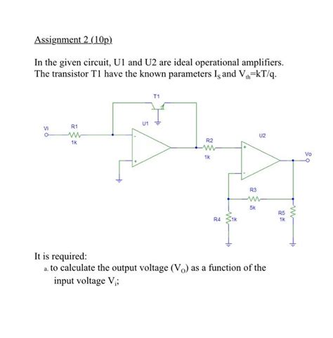 solved assignment 2 10p in the given circuit u1 and u2