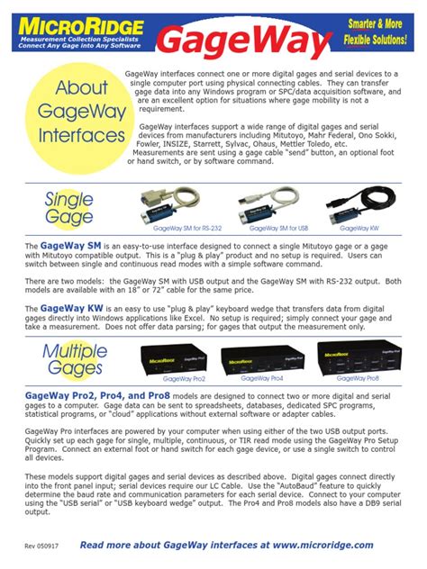 gageway brochure pdf usb input output