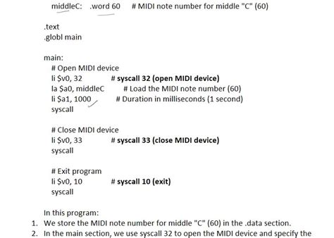 solved using the syscall services write a program to play a middle c