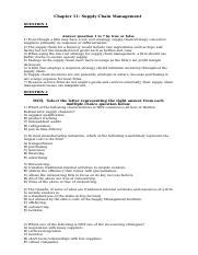 SCM QUESTIONS Docx Chapter 11 Supply Chain Management QUESTION 1 Answer Question 1 To 7 By
