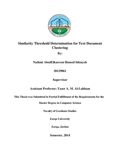 pdf similarity threshold determination for text document clustering