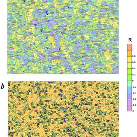 Map Fragments Of The Pair Correlation Coefficient R A Between Download Scientific Diagram