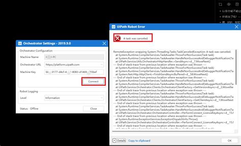 Connecting Orchestrator With Uipath Robot Error Robot Uipath