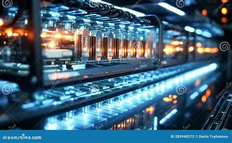 Data Center Showing Server Equipment With Flickering Light Indicators