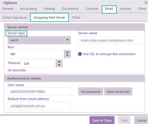 System Email Server Configuration For Version