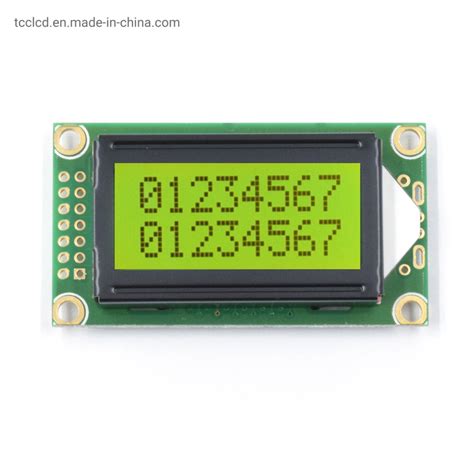 14 Pin 8x2 Stn Character Yellow Green Monochrome Display Screen 0802 Lcd Module 0802 Lcd And