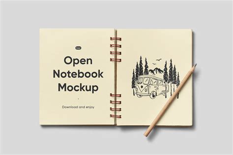 Free Open Notebook With Pencil Mockup Mockupbee