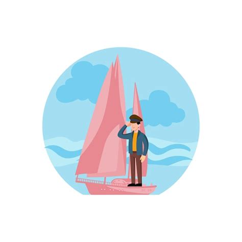 Premium Vector The Captain Is In The Boat