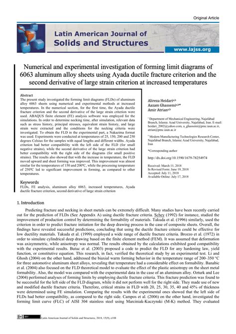 Pdf Numerical And Experimental Investigation Of Forming Limit