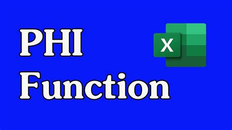 How To Use The Phi Function In Excel Youtube