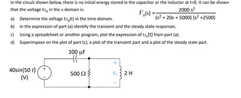 Solved In The Circuit Shown Below There Is No Initial Chegg