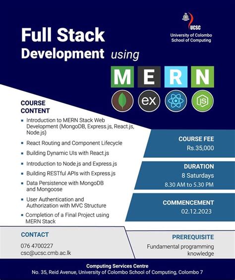 Full Stack Development Using Mern University Of Colombo School Of