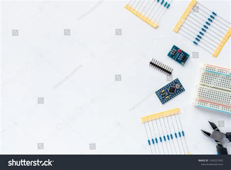 Diy Arduino Flat Layout On White Stock Photo Shutterstock