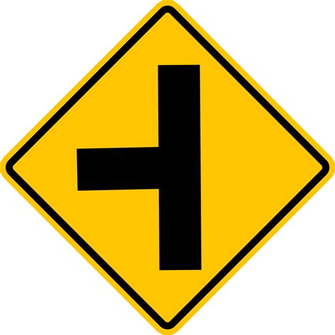 Unregulated Intersection With An Adjacent Road From Left Side Sign For Merging Road On Left