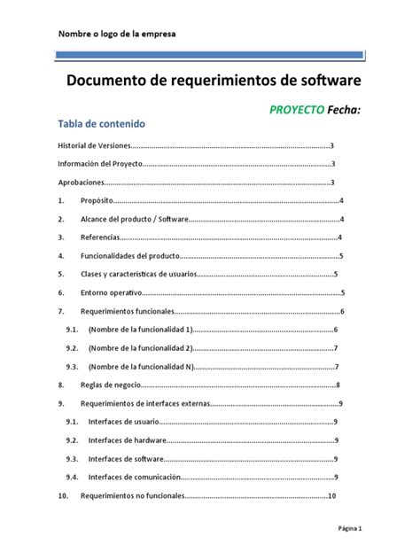Plantilla De Requerimientos De Software Aps Pdf Software