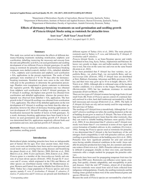 Pdf Effects Of Dormancy Breaking Treatments On Seed Germination And Seedling Growth Of