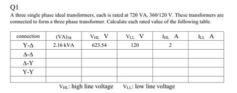Solved Q1a Three Single Phase Ideal Transformers Each Is