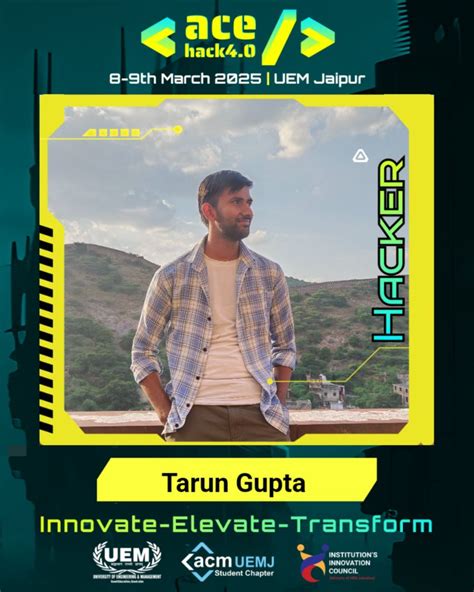 Acehack4 Hackathon Innovation Tech Uemjaipur Acmuemj Tarun Gupta