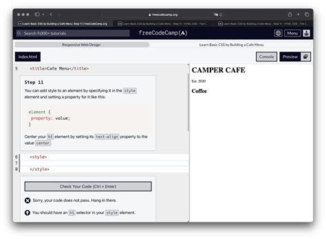 Learn Basic CSS By Building A Cafe Menu Step 11 HTML CSS The FreeCodeCamp Forum