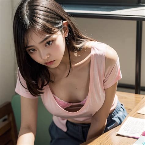 1girl Downblouse 15yo Munechira Small Breasts Small Chest Seaart Ai