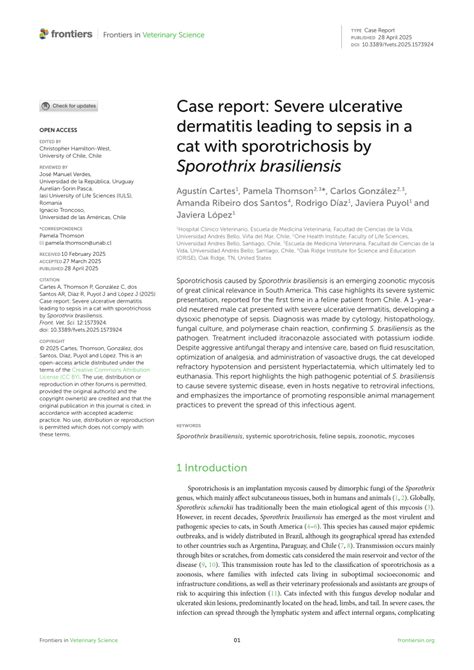 Pdf Case Report Severe Ulcerative Dermatitis Leading To Sepsis In A