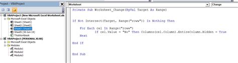 Excel How To Automatically Hide Column Based On Row Value Which Is