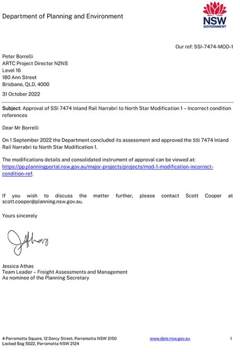 Dpe Conditions Of Approval Of Inland Rail Narrabri To North Star